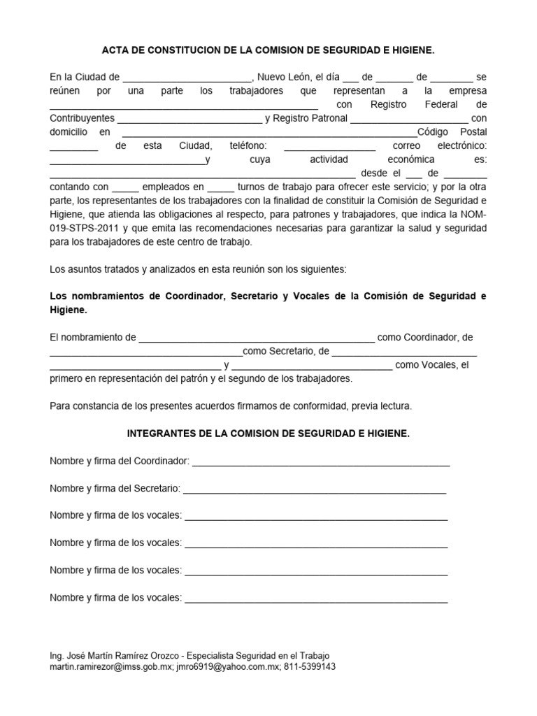 Formato - Acta Constitutiva CSH (Curso 18 Julio 2023) | PDF | Negocios ...