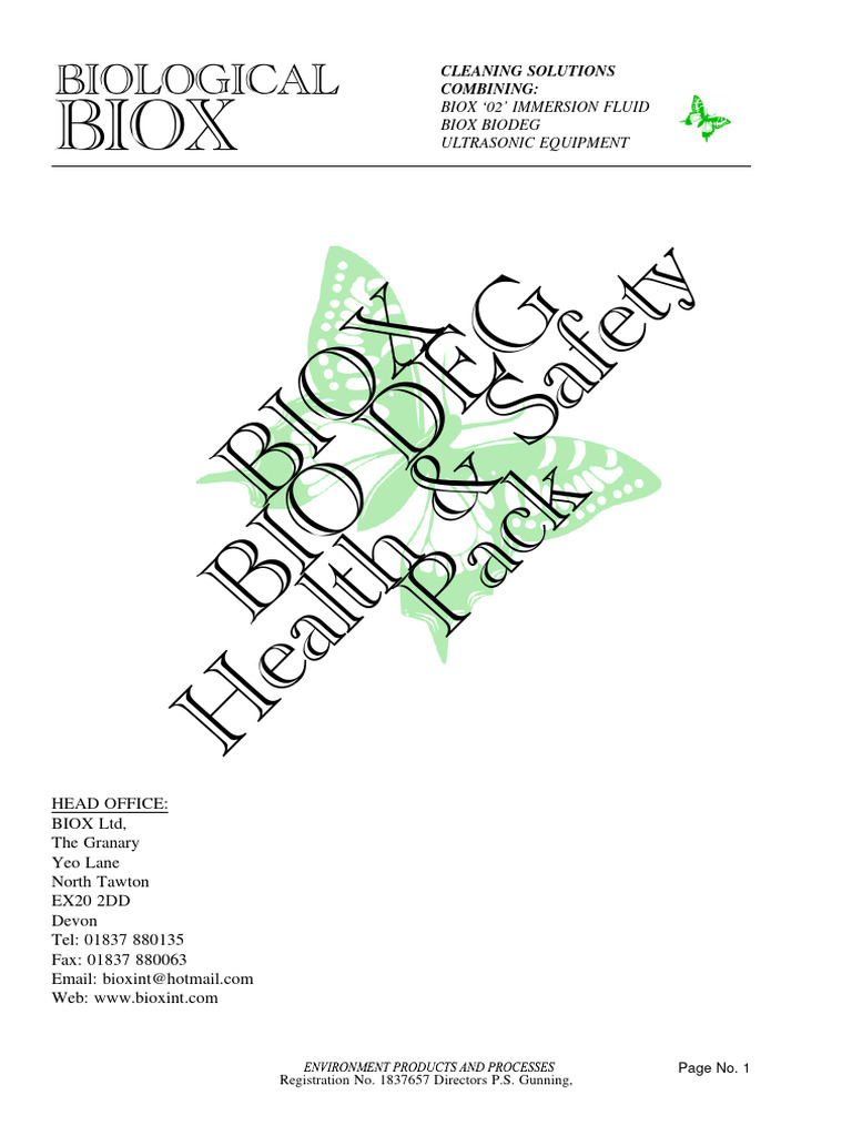 Biox Biodeg MSDS Latest | PDF | Home & Garden | Science & Mathematics