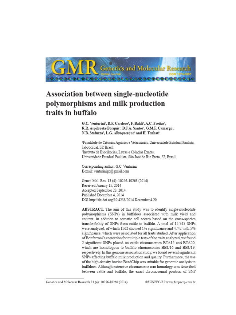 GMR 4389 | PDF | Single Nucleotide Polymorphism | Genotype