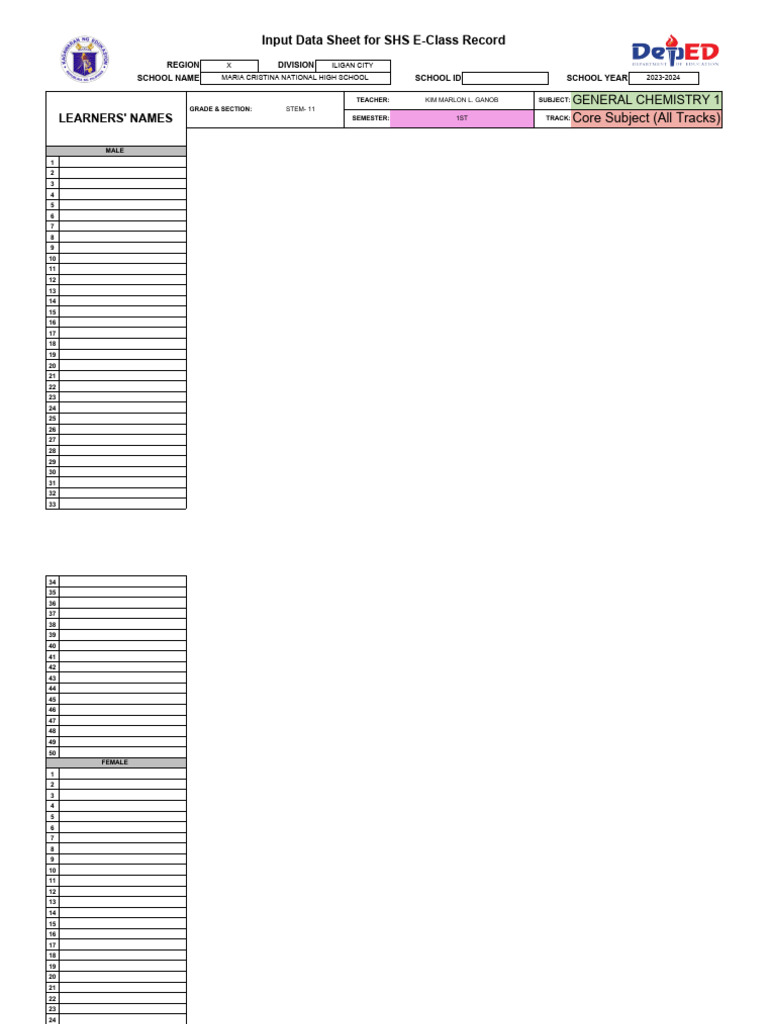 Class Record G11 Stem 2023-2024 | PDF