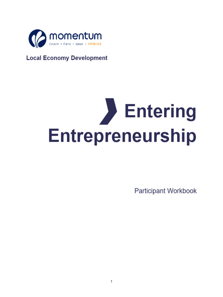 Entering Entrepreneurship Workbook | PDF | Entrepreneurship | Mindset