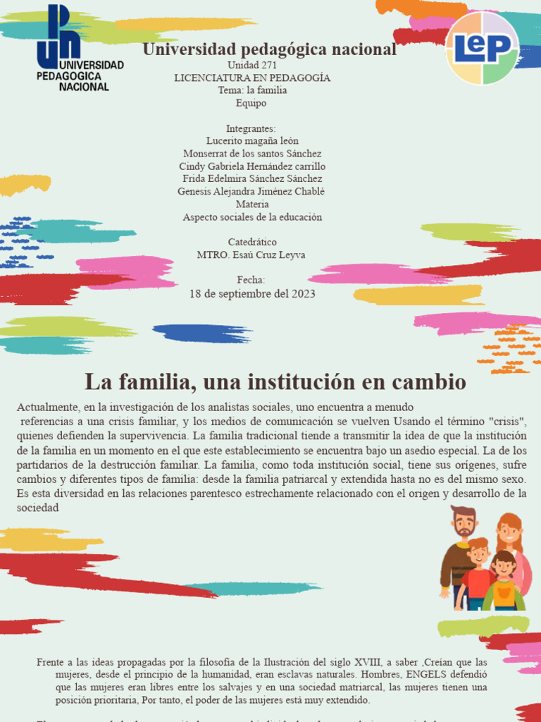 La Familia - Aspecto Social Diapositiva Explicada. | PDF | Familia ...