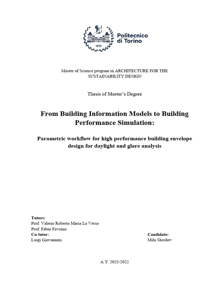 From Building Information Models To Building Performance Simulation | PDF