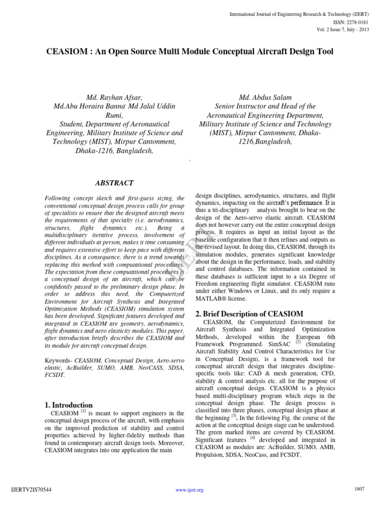 CEASIOM An Open Source Multi Module Conc | PDF | Stability Theory | Computational Fluid Dynamics