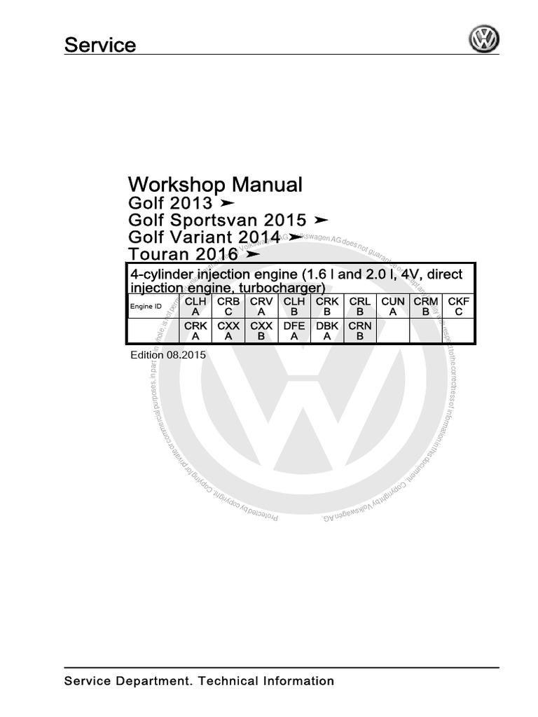VW Golf VII Workshop Manual | PDF