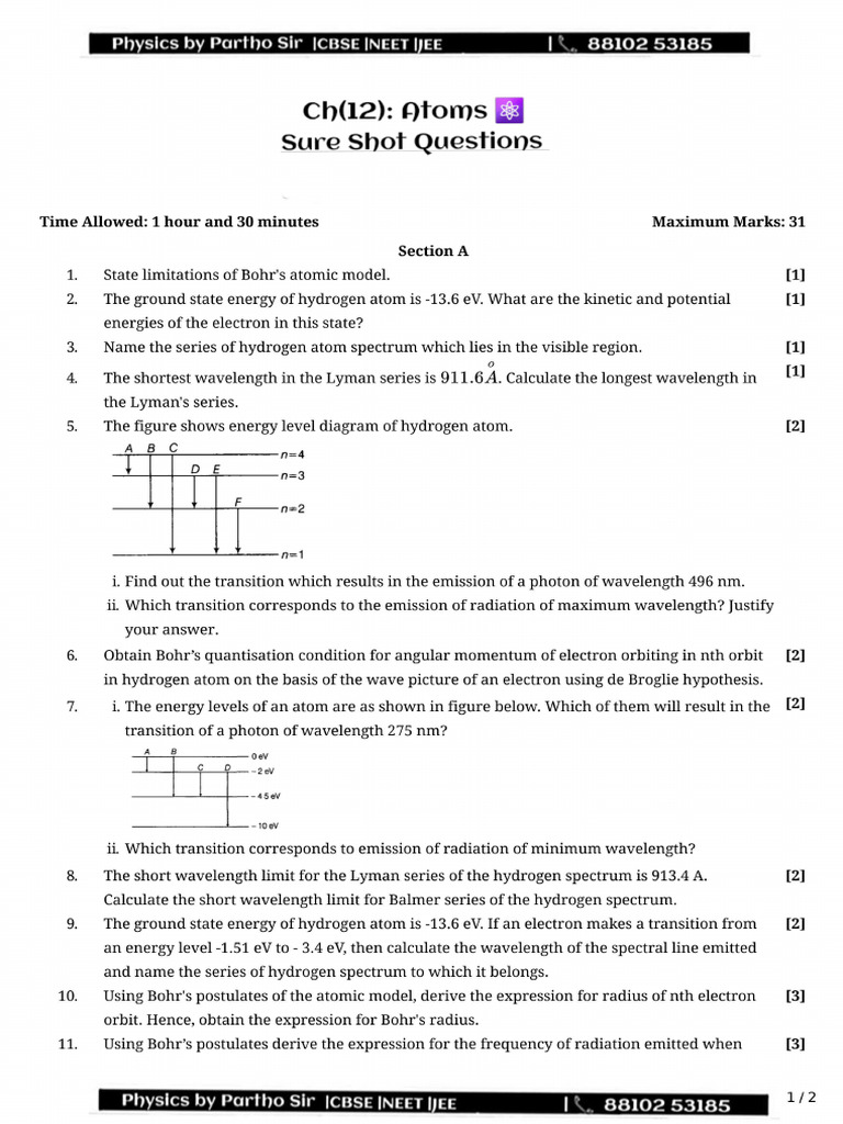 Atoms class 12 | PDF