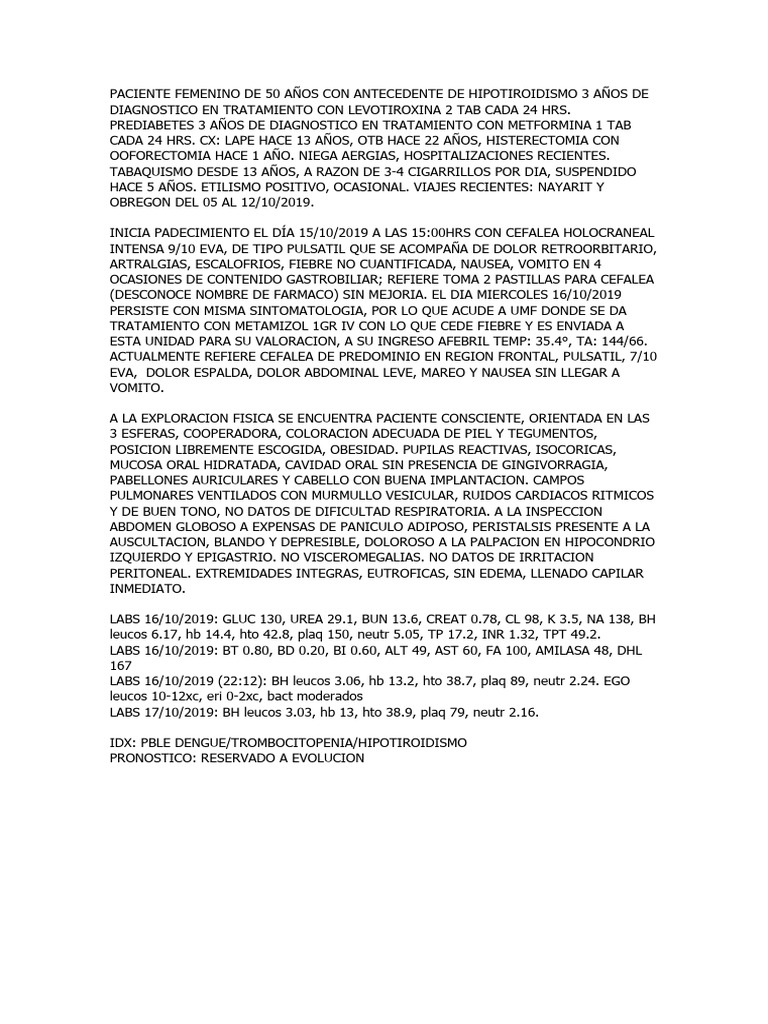 Paciente con extremidades eutróficas y dengue | PDF