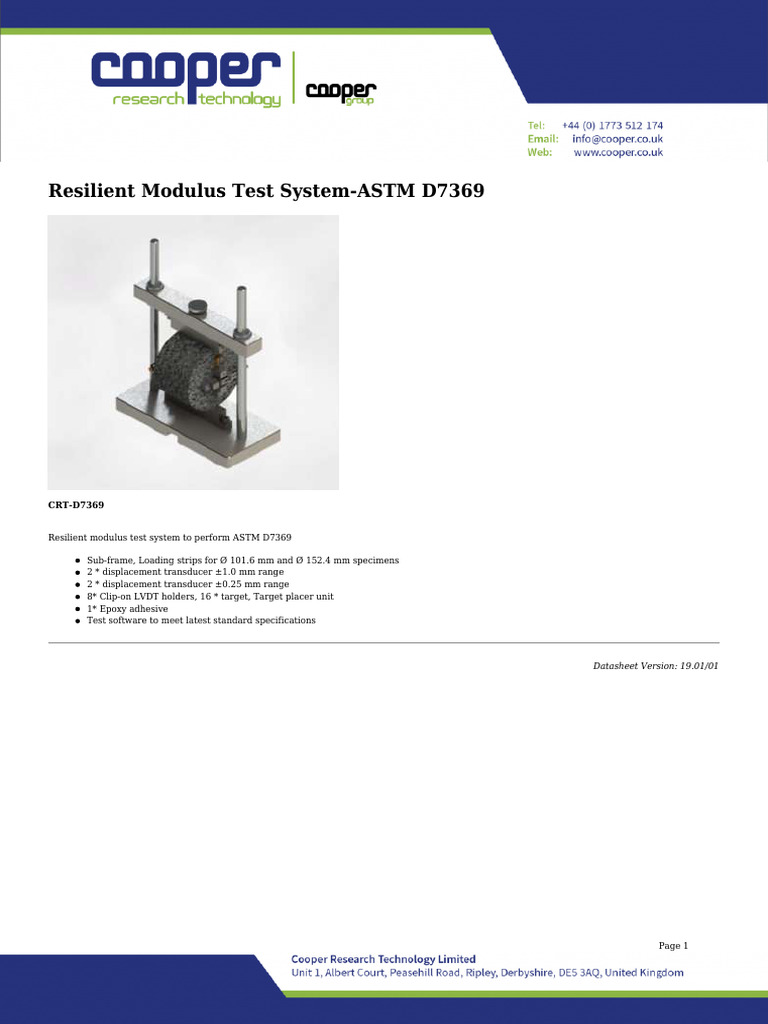 Resilient Modulus Test System Astm d7369 PDF | PDF