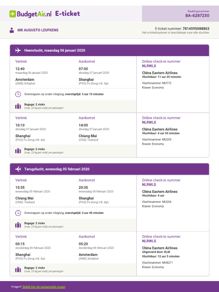 AMS-PVG Eticket | PDF