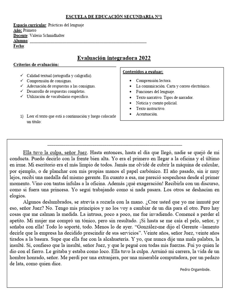 Evaluacion Integradora | PDF