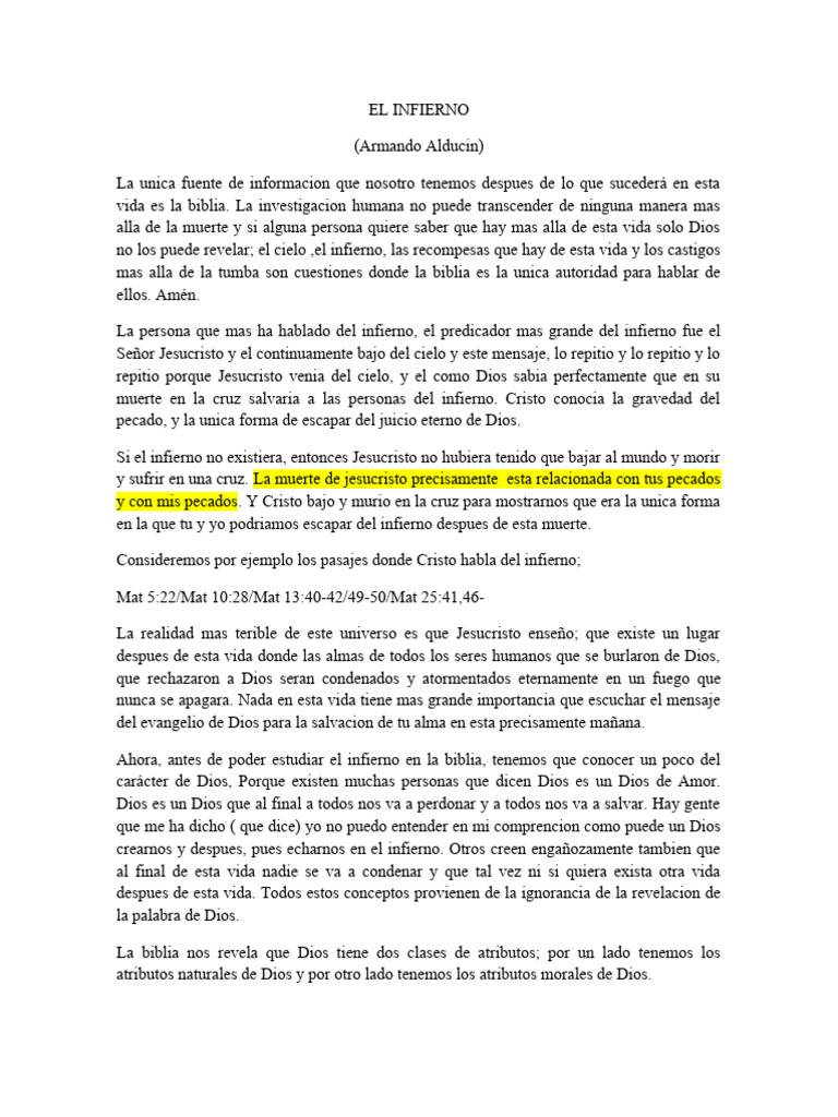 El Infierno | PDF | Infierno | Dios