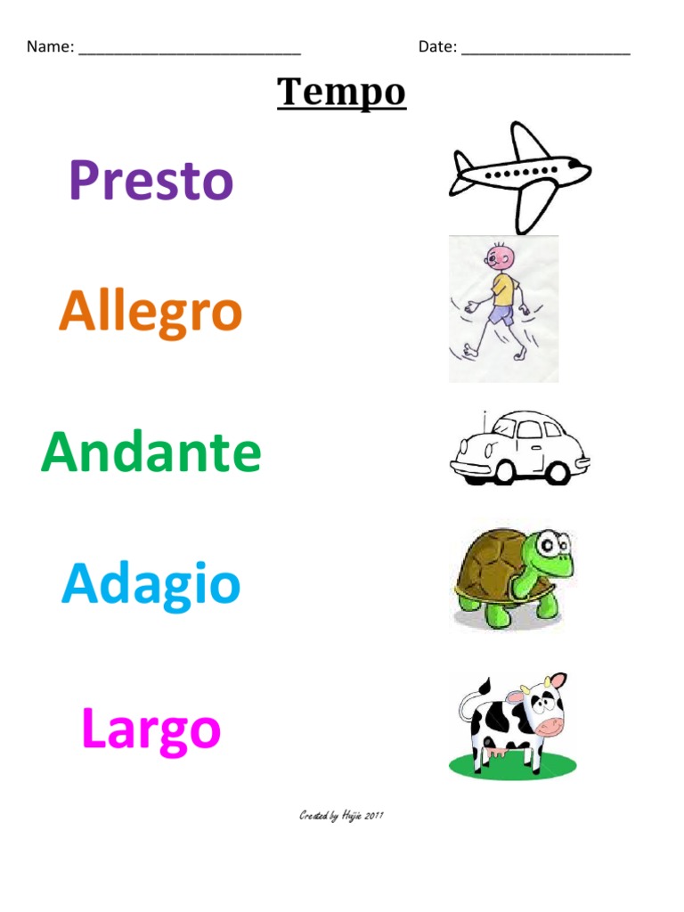 Tempo Worksheet | PDF | Tempo | Musical Forms
