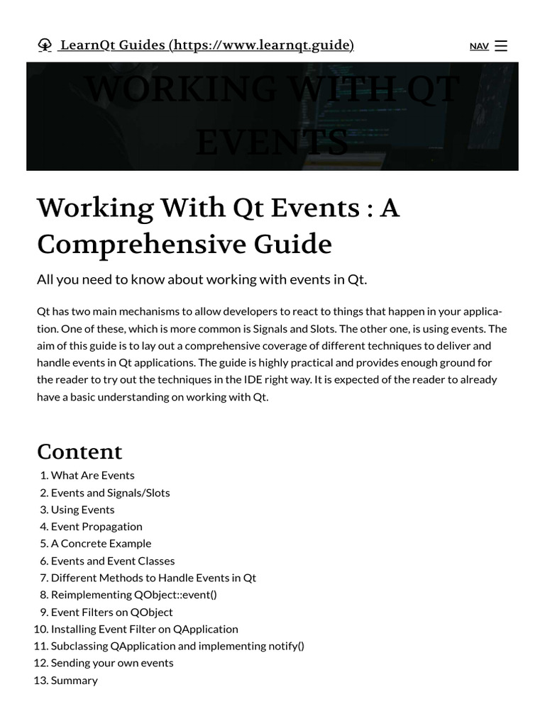 Working With QT Events A Comprehensive Guide | PDF