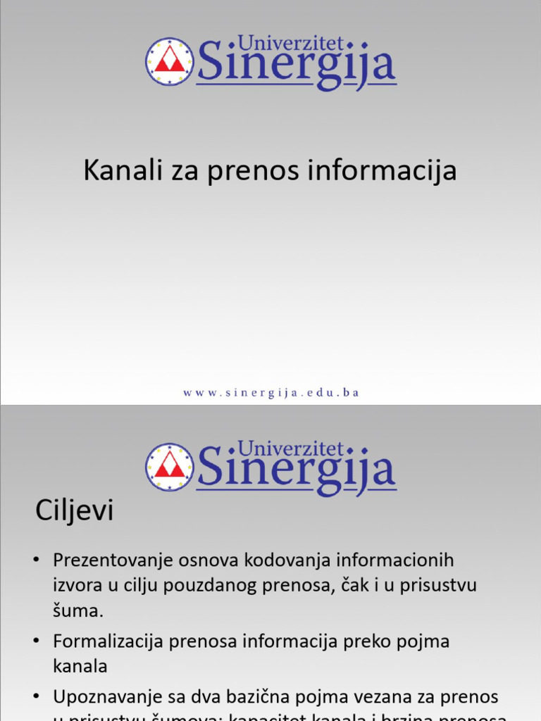 Lekcija 6 - Kanali Za Prenos Informacija | PDF