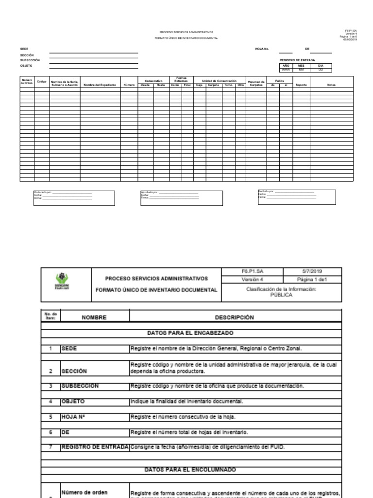 Formato Unico de Inventario Documental v4 | PDF