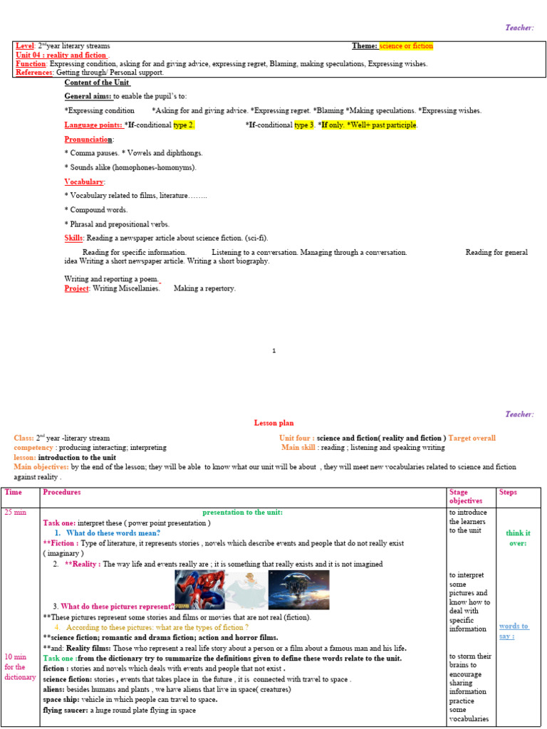 The New Lesson Plan Science and Fiction Edited by Me | PDF | Human ...