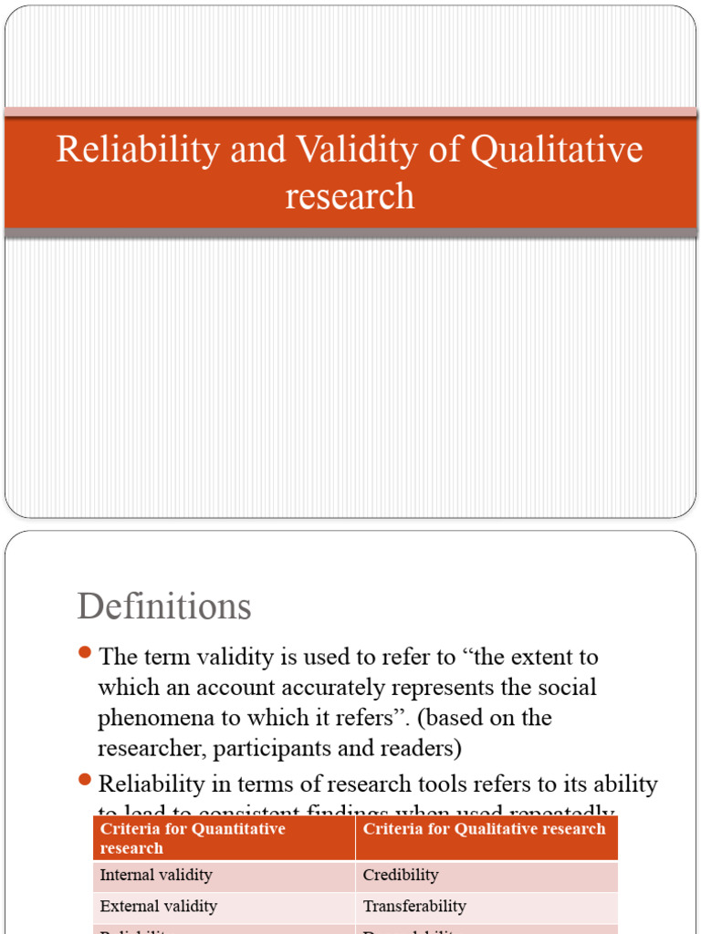 Reliability and Validity of Qualitative Research | PDF