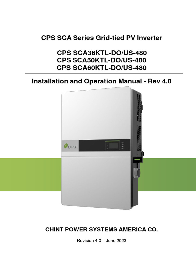 CPS SCA36 50 60KTL DOUS 480 User Manual Rev 4.0 | PDF
