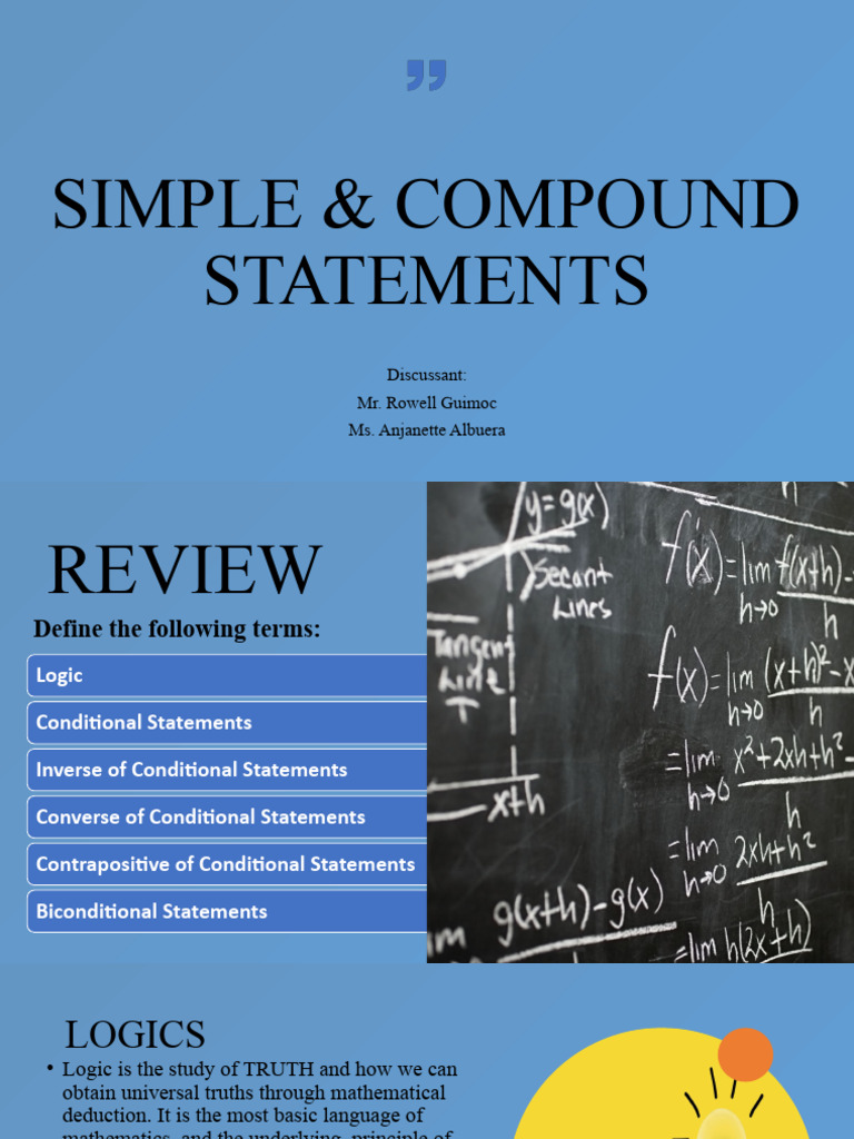 Topic 1.2 Simple & Compound Statements | PDF