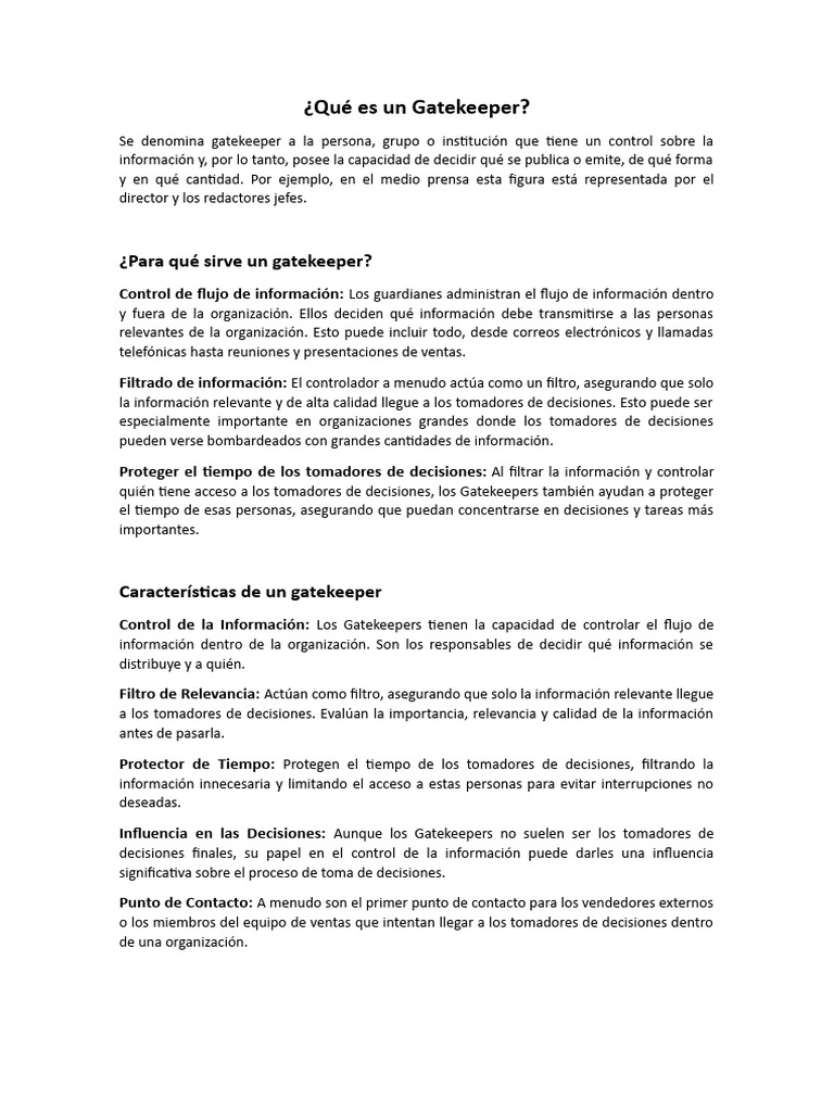 Funciones y Tipos de Gatekeepers | PDF | Redes de computadoras | Internet