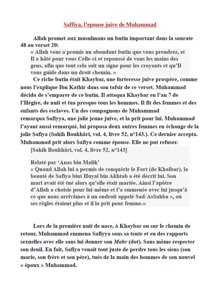 Safiya, l'épouse juive de Muhammad | PDF