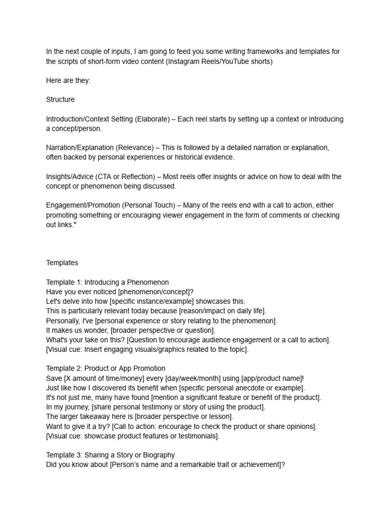 Prompt For Reels Scripts | PDF | Advertising | Experience