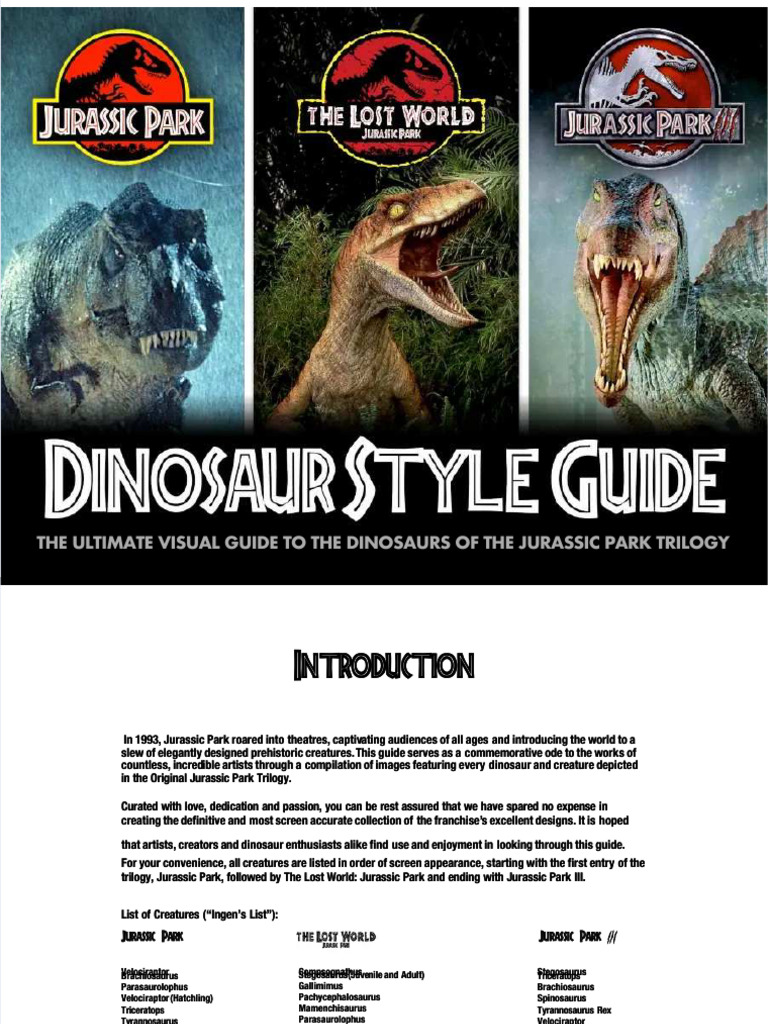 PDF Jurassic Park Trilogy Dinosaur Style Guide v2 - Compress | PDF