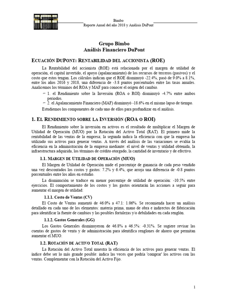 341 Analisis DuPont | PDF | Rentabilidad sobre recursos propios | Apalancamiento (Finanzas)