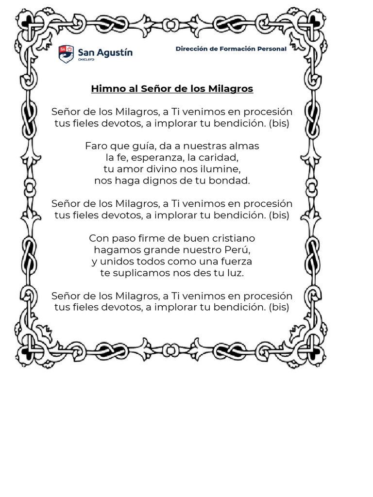 Himno Del Señor de Los Milagros | PDF