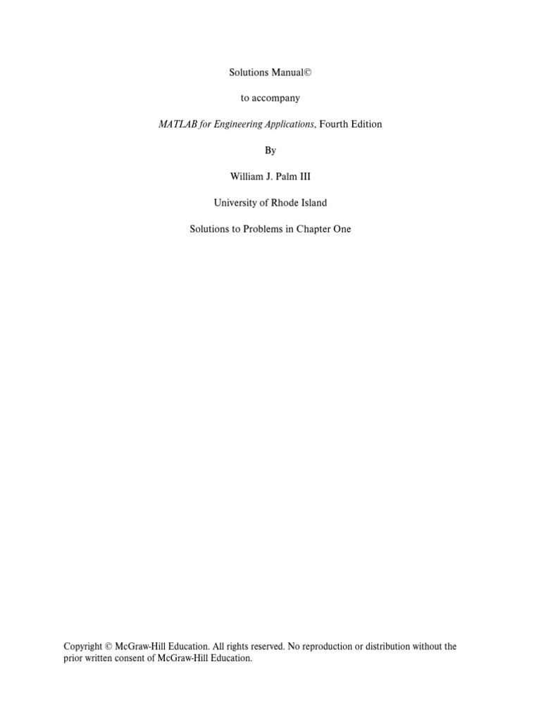 Matlab For Engineering Applications 4th Ed 2019 Ebook Chap 1 Sol Pdf
