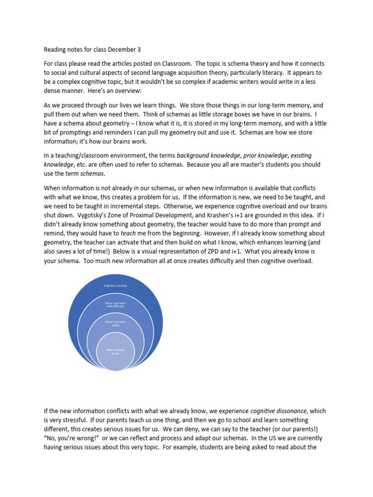 Reading Notes | PDF | Schema (Psychology) | Behavioural Sciences