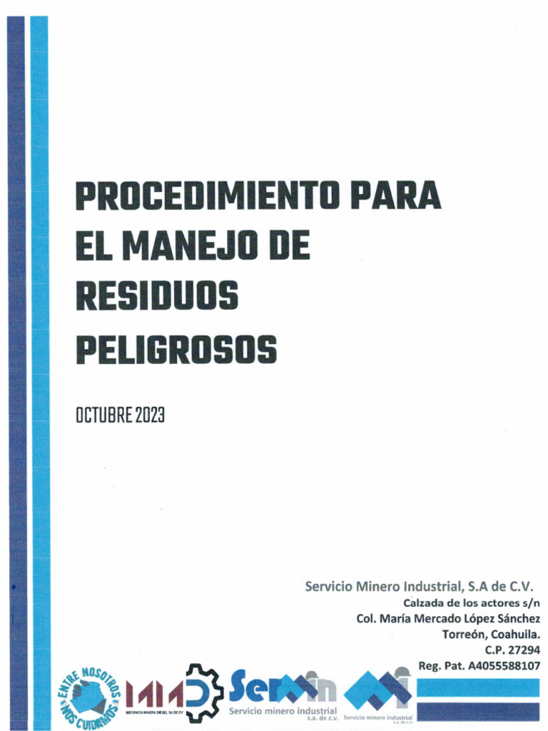 Procedimiento para El Manejo de Residuos Peligrosos 2023 | PDF