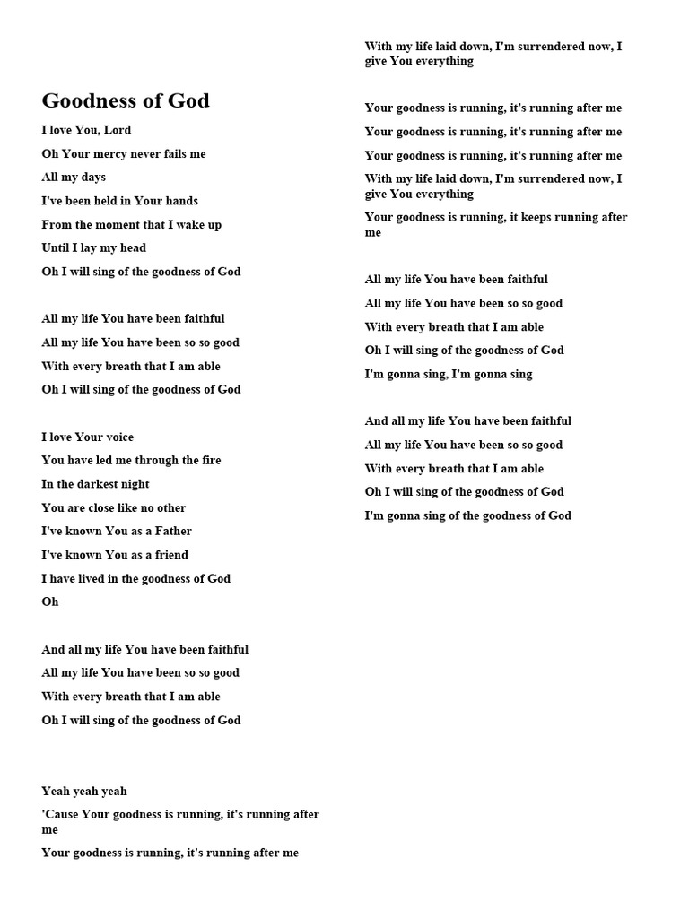 Goodness of God | PDF