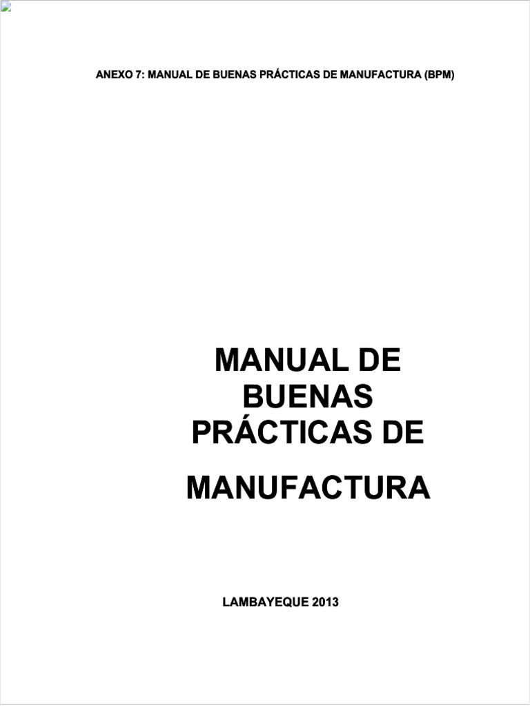 PDF Anexo 7 Manual de Buenas Practicas de Manufactura BPM - Compress | PDF | Science & Mathematics