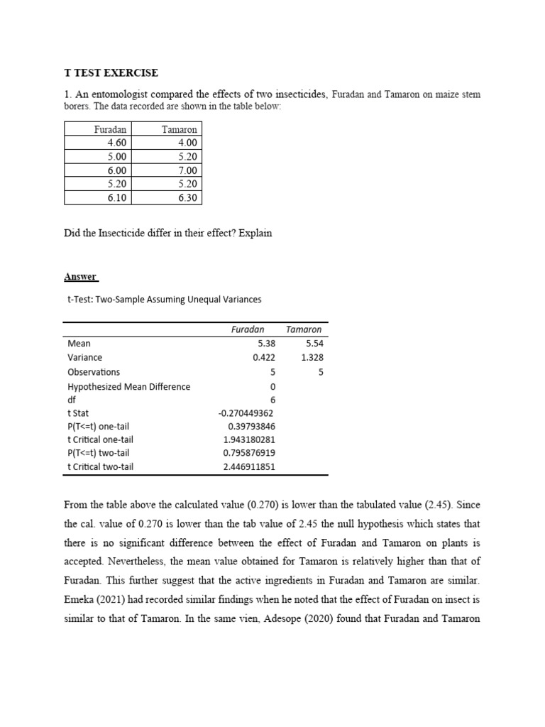 T-Test Solution | PDF | Science & Mathematics