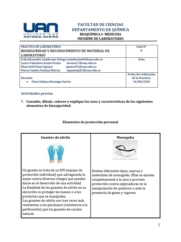 Informe de Laboratorio | PDF | Laboratorios | Ácido clorhídrico