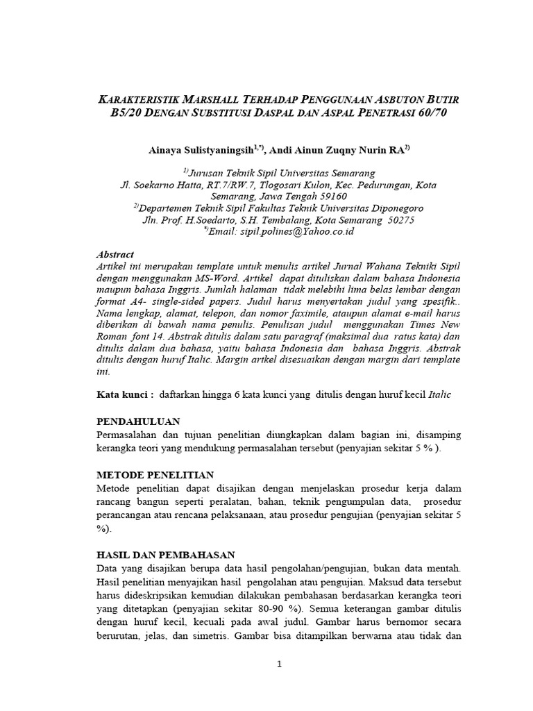 Template Wahana Teknik Sipil Polines | PDF