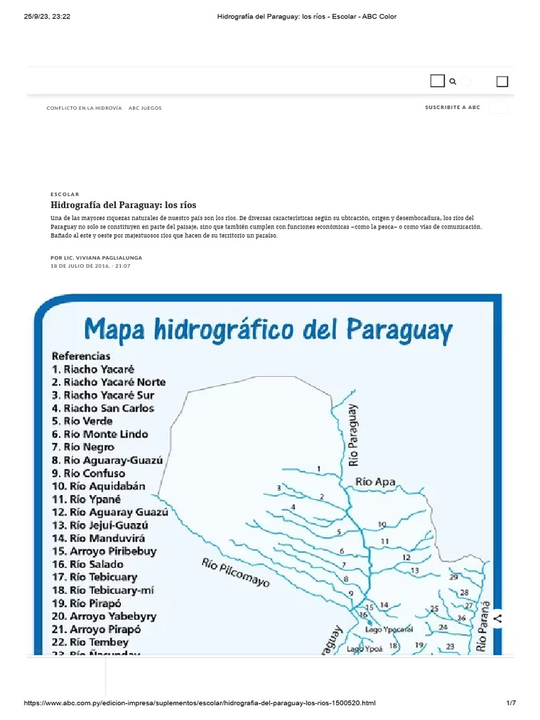 Hidrografía Del Paraguay - Los Ríos - Escolar - ABC Color | PDF