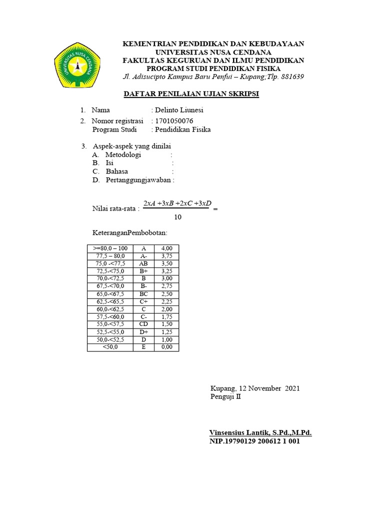 Lembar Penilaian Penguji Iii | PDF