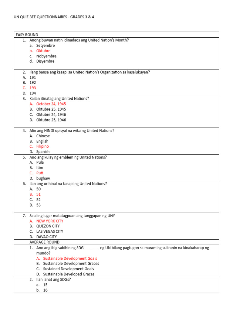 UN-QUIZ-BEE-QUESTIONS | PDF