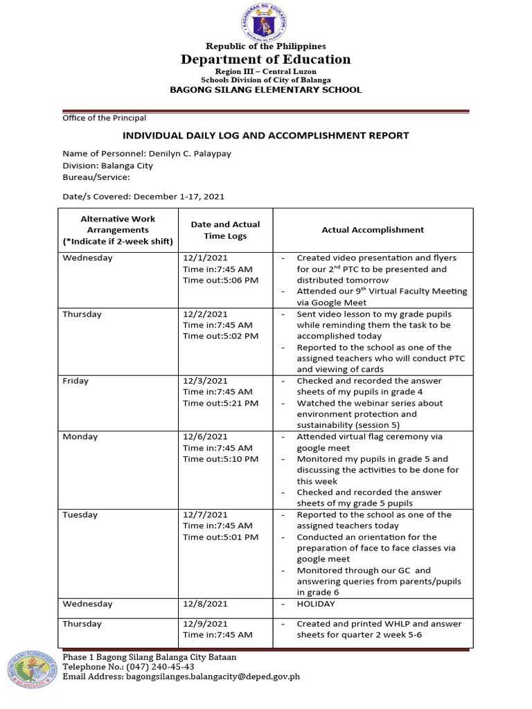 WFH Accomplishment Reports December Palaypay | PDF