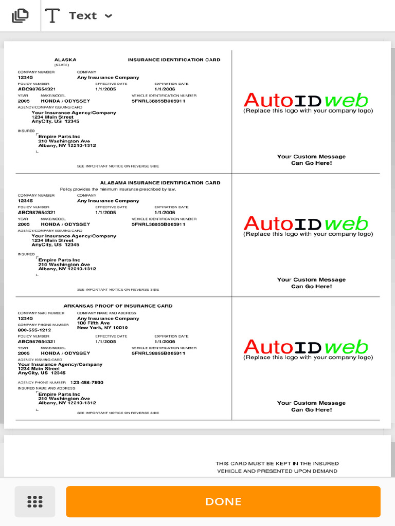 PDFfiller - Insurance Card Template - PDF 2 | PDF