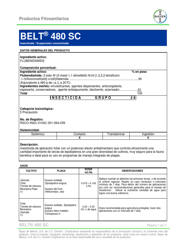 Ficha Técnica - Belt 480 SC | Descargar gratis PDF | Cocina vegana ...