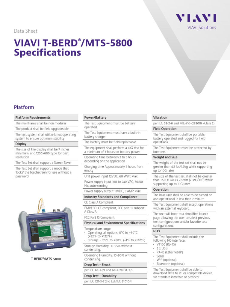 T Berd Mts 5800 Specifications Data Sheets en | PDF T Berd Mts 5800 Specifications Data Sheets en | PDF