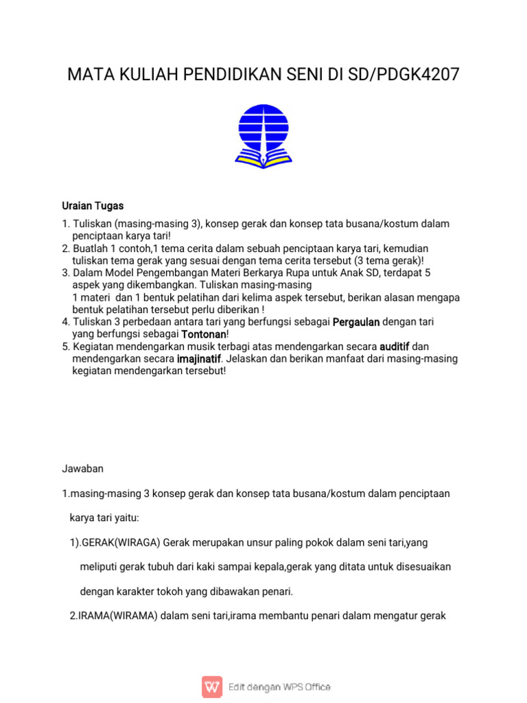 Tugas 3 Pendidikan Seni Di SD | PDF