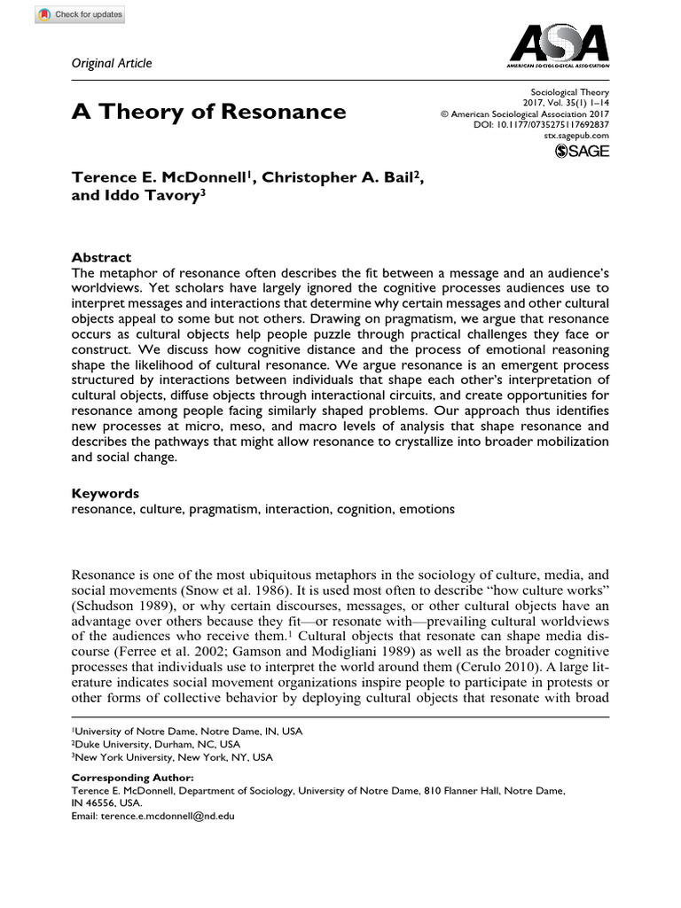 Theory of Resonance | PDF | Experience | Emotions