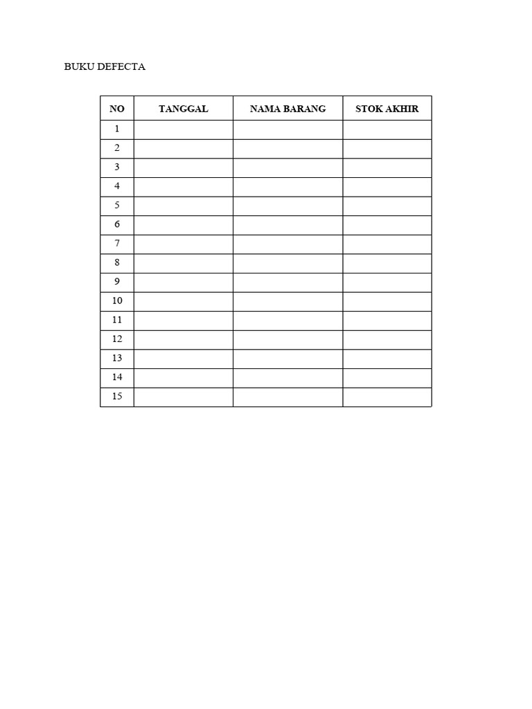 Form Buku Defecta | PDF