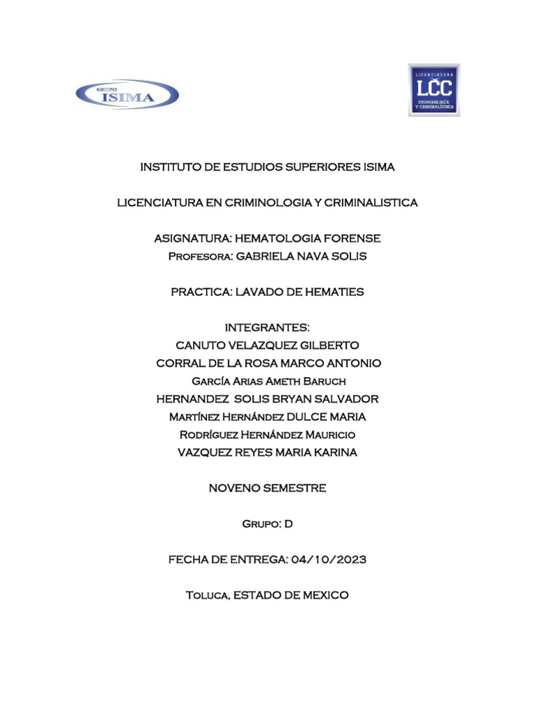 Hematologia Forense Prac 2 | PDF