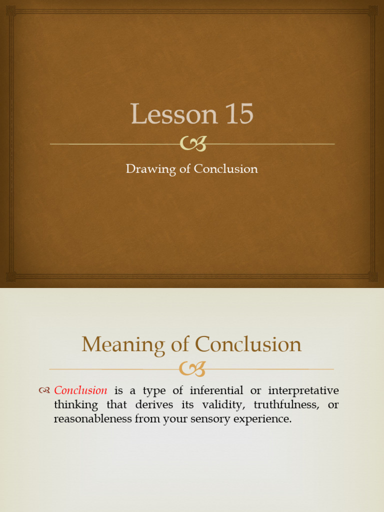 Lesson 15 Drawing of Conclusions | PDF