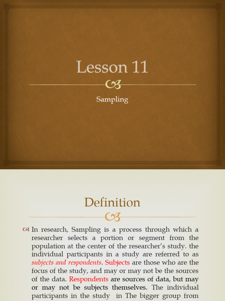 Lesson 11 Sampling | PDF